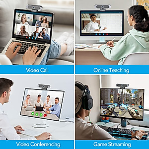 Sansisco 1080P Webcam with Microphone, Autofocus HD Web Camera, Noise Canceling Dual Mics, Privacy Cover and Tripod, 75° Wide Angle USB Computer Webcam for Video Call, PC, Laptop, Mac, Zoom, Skype