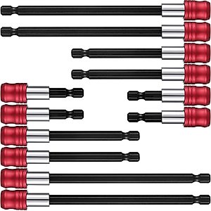 12 Pieces Drill Bit Extension Magnetic Drill Extension Bit Holder 1/4 Inch Hex Shank Automotive Drill Bit Quick Release Screwdriver Extender Adapter Set for Screws Nuts Drill Handheld Driver, 3 Sizes