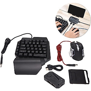 Mix Pro Keyboard and Mouse Adapter, One Handed Keyboard Mouse Combo Set Converter USB Wired Mobile Gaming Keyboard Mouse Adapter Converter for Android, iOS(BT 4.0)