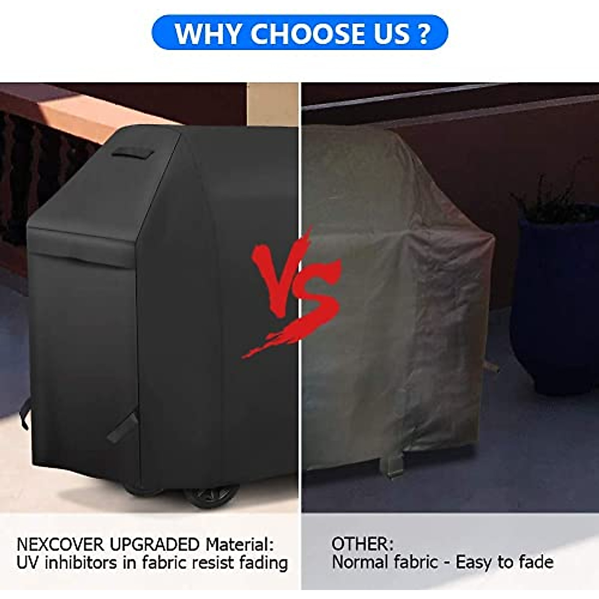 NEXCOVER Barbecue Gas Grill Cover - 55 Inch Waterproof BBQ Cover, Outdoor Heavy Duty Grill Cover, Fade & Weather Resistant Upgraded Material, Barbecue Cover for Weber, Brinkmann, Char Broil and More