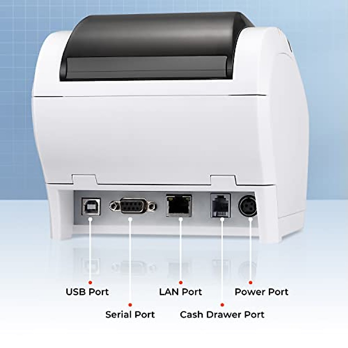 MUNBYN Bluetooth 5.0 Receipt Printer P047, 80mm POS Printer, Direct Thermal Printer with USB Serial Ethernet, Bluetooth, Android Windows PC Chromebook