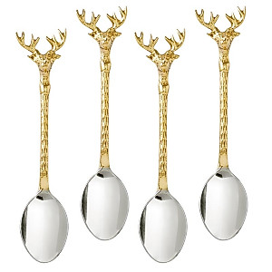Santa Barbara Design Studio Holiday Charcuterie Accessories Mini Serving Spoons, Set of 4, Gold/Silver