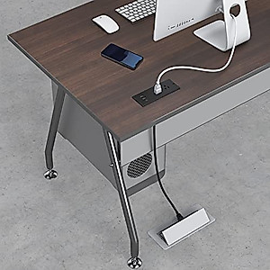 Conference Recessed Power Strip Waterproof, with PD 20W USB C Fast Charging Port,2 Outlets,Furniture Recessed Power Outlet,Desk Power Strip Surge Protector,Drawer Outlet,Flat Plug,6ft Cable (Black)