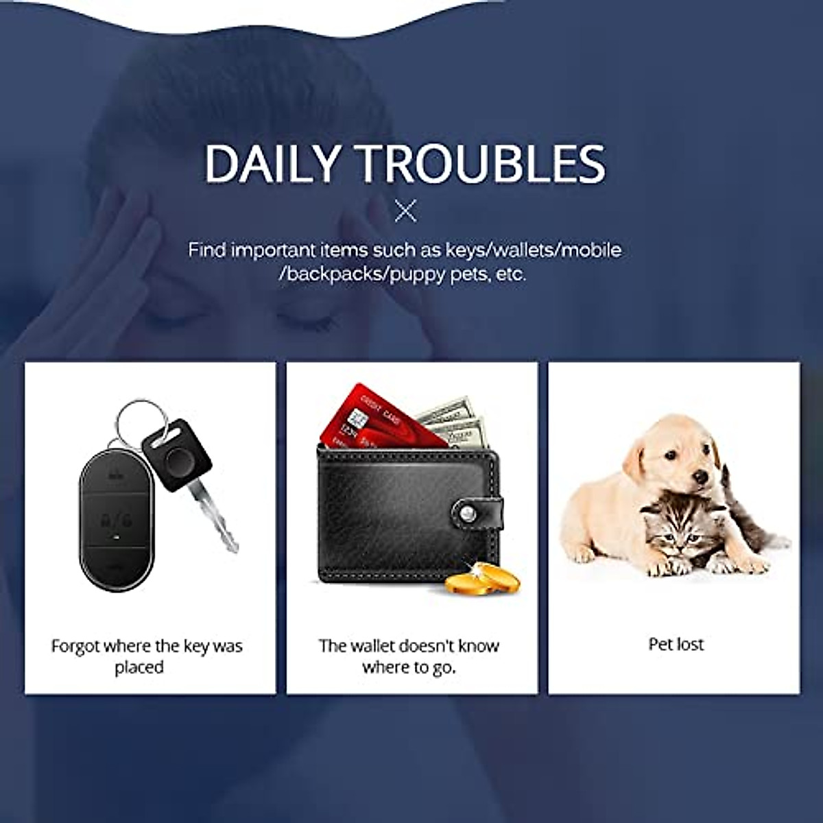 Smart Key Finder Locator Wireless Anti Lost Alarm Sensor Device for Kids Car Wallet Pets Luggage Phone Selfie Shutter Alarm Reminder APP Control