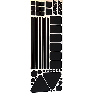 LiteMark Reflective Black 3M Sticker Pack for Bikes, Helmets, Safety - Pack of 51 Pcs (Variety of Shapes)