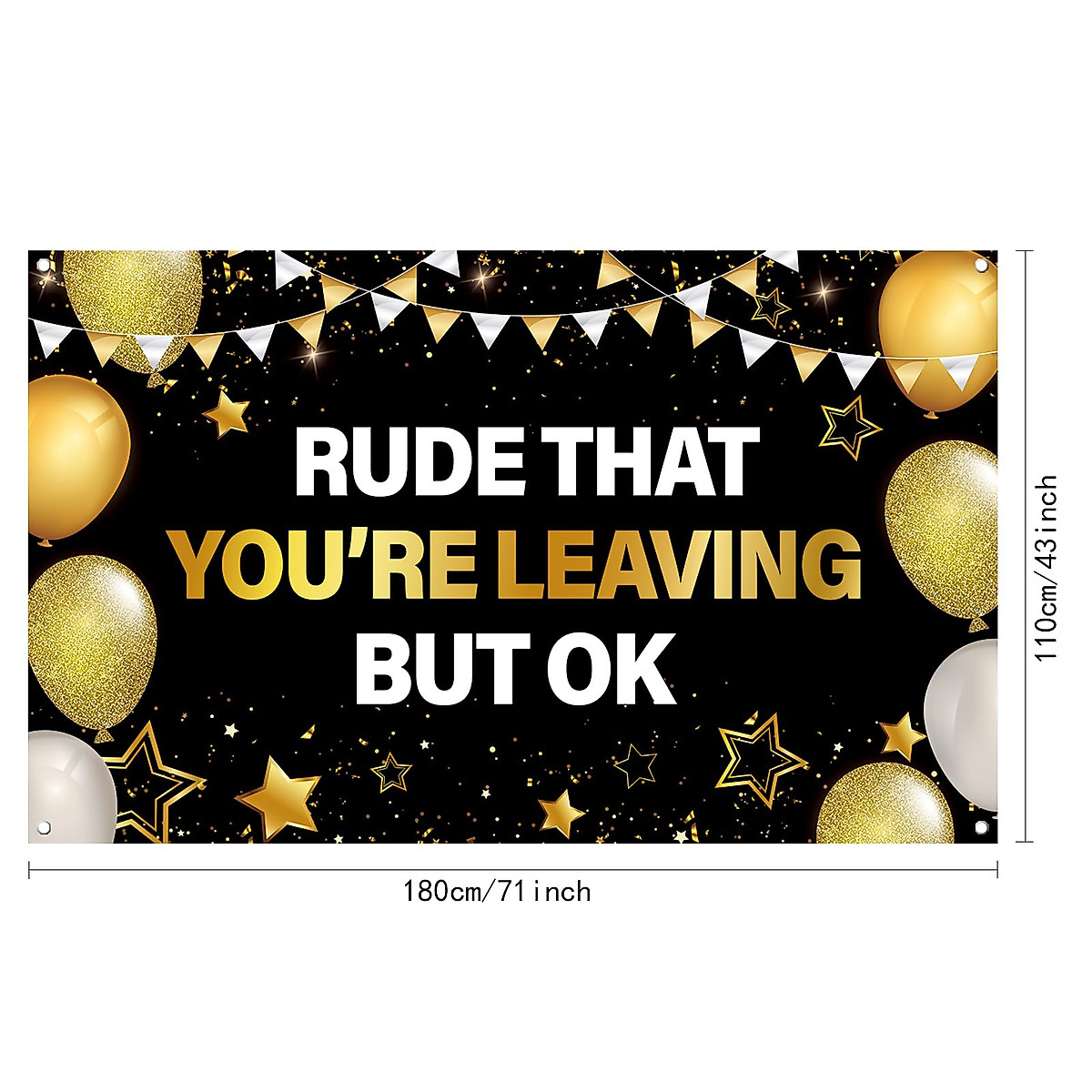 Rude That You're Leaving But OK Banner Farewell Goodbye Going Away Party Decorations Black Gold We Will Miss You Backdrop for Coworker Men Women Happy Retirement Party Supplies Favors