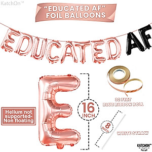 KatchOn, Rose Gold Educated AF Balloons Banner - 16 Inch | Educated AF Graduation Balloons for Graduation Decorations Class of 2024 | Educated AF Graduation Banner, 2024 Graduation Party Decorations