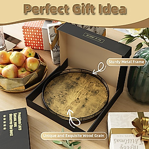 HGF Farmhouse 12" Lazy Susan Turntable Organizer for Table Top, Round Wooden Lazy Susan for Cabinet Kitchen Decor Centerpieces Coffee Table, Storage Condiments Spices, Bathroom Vanity Tray for Soap