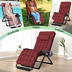 Suteck Oversized Zero Gravity Chair,33In XXL Lounge Chair w/Removable Cushion&Headrest, Reclining Camping Chair w/Upgraded Lock and Footrest, Reclining Patio Chairs Recliner for Indoor Outdoor,500LBS