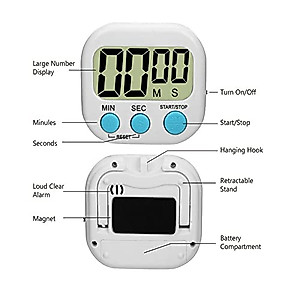Timers, Classroom Timer for Kids, Kitchen Timer for Cooking,Magnetic Digital Stopwatch Clock Timer for Teacher, Study, Exercise, Oven, Cook, Baking, Desk (White, 1)