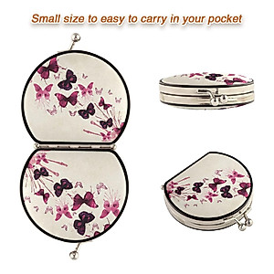 Tatenale Mirror for Women Purse Portable Makeup Mirror Pocket Small Hand Mirror Travel Carry ON Fold Mirror Round Butterflies Pink
