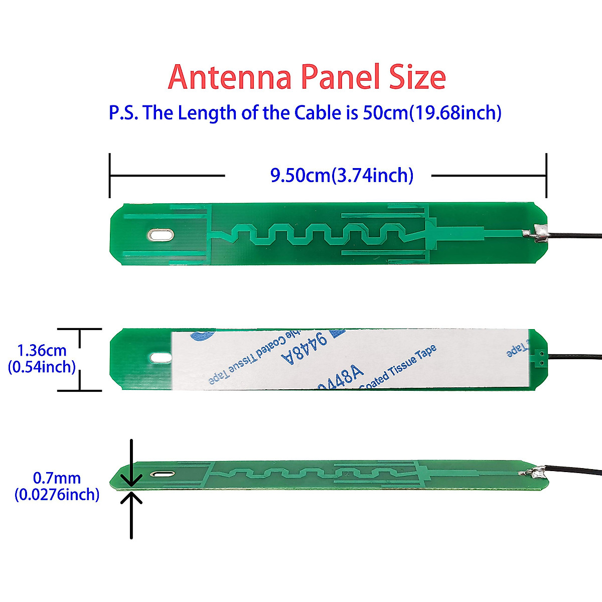 2 x 8dBi 2.4GHz 5.8GHz Dual Band WiFi Antenna IPEX Internal Antennas with 50cm Cable for Mini PCIe Card