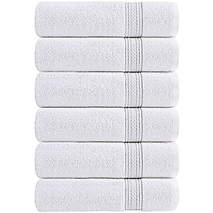 Utopia Towels Premium Bundle - 1 Cotton Washcloths White (12x12 inches),Pack of 24 with 1 White Hand Towels 600 GSM (16 x 28 inches), Pack of 6