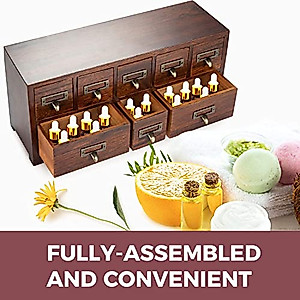 MAXCBD Nightstand Bedside Table Drawer Cabinet 8 Drawers Wood Apothecary Medicine Cabinet Label Holder Organizer Card Catalog Beautifully-Made Rustic Cabinet Storage Tower Dresser