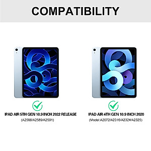 KVAGO Keyboard Case for iPad Air (5th, 4th gen - 2022, 2020), iPad Air 5th Generation Case with Keyboard, 7 Colors Backlit, Detachable, Wireless Keyboard, Slim Folio Cover 10.9“ with Pencil Holder