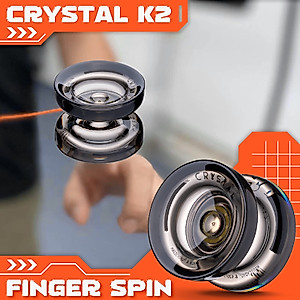 MAGICYOYO K2 Crystal Black Yoyo Professional, Responsive Yoyo for Kids Beginners with Extra Unresponsive Yoyo Bearing, Pro Plastic Trick Yoyo for Adults+12 Yoyo Stings+Bearing Removal Tool+Storage Bag