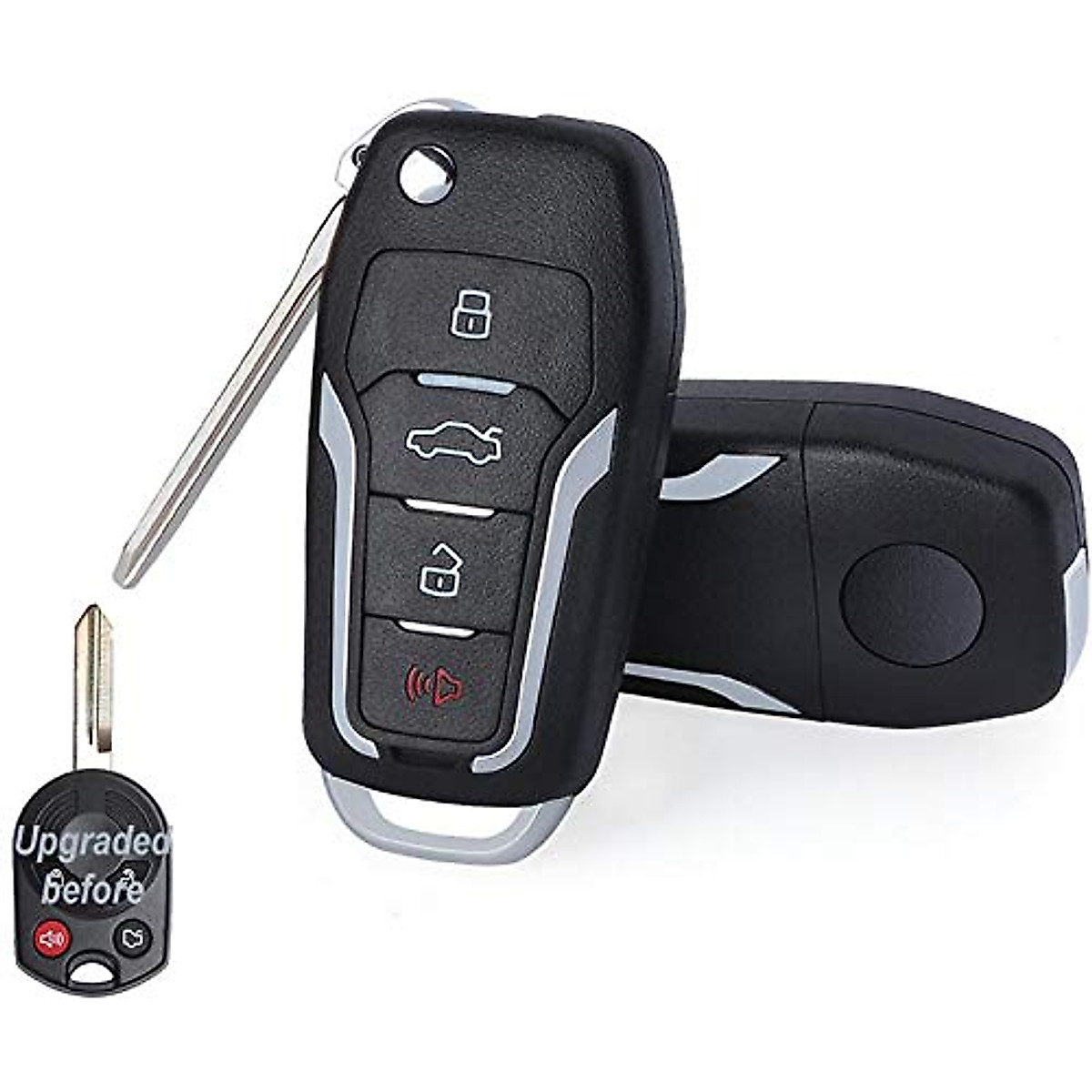 Keymall Keyless Entry Replacement Upgraded Flip Remote Car Key Fob 315MHz 4D63 80 Bit Chip for Ford Lincoln Mazda Mercury, OUCD6000022