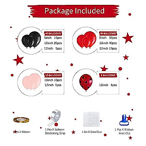 HYOWCHI Ladybug Party Supplies - 151 Pcs Ladybug Birthday Party Decorations Balloon Garland Arch Kit, Red Black Polka Dot Balloon Arch For Ladybug & Cat Noir Theme Baby Shower Birthday Party Supplies