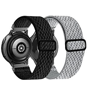 Stretchy Bands Compatible with Samsung Galaxy Watch 5/4/6 40mm 44mm/Watch 5 Pro 45mm/Watch 4 Classic 42mm 46mm, 20mm Nylon Strap for Galaxy Active 2 40 44mm/Active 40mm/Watch 3 41mm/Galaxy Watch 42mm