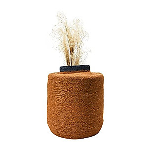 Bloomingville Hand-Woven Seagrass, Orange & Navy Basket
