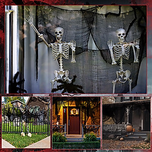 Tranqun 3 Pcs Halloween Creepy Cloth 80 x 400 Inch Black Halloween Gauze Cloth Giant Spooky Fabric Cloth for Haunted House Indoor Outdoor Party Decor Supplies Backdrops for Garden, Doorways, Yard