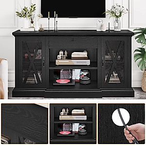 IDEALHOUSE Black TV Stand for 65+ Inch TV, Entertainment Center TV Media Console Table, Farmhouse TV Stand with Storage, Barn Doors and Shelves, Modern Tall TV Console Cabinet Furniture for Livingoom