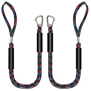 Botepon Marine Bungee Dock Lines, Boat Dock Rope, Jet Ski Accessories with Stainless Clip for for Jet Ski, SeaDoo, Yamaha WaveRunner, Kayak, Pontoon Boat, Dinghy (4 Feet)