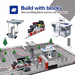 AGM MASTECH Mini Deluxe Block Building N Slot car Race Set GD-12 at 1:87 Scale
