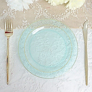 20 Pcs of BLUE 7.5" Round Salad PLATES GOLD Trim Party Wedding Supplies