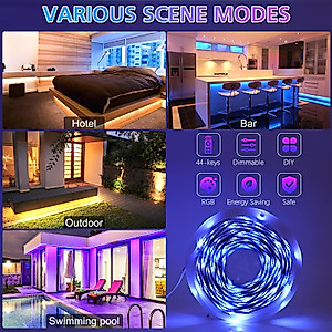 Jadisi 50ft Led Strip Lights for Bedroom, RGB Led Light Strip Music Sync Color Changing with App Remote Control Smart Led Strip Lights for TV, Room Party