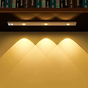 Motion Sensor Under Cabinet Lights - LED Under Counter Closet Lighting, Kitchen Night Lights, 3-Color Dimmable LED Light for Wardrobe, Closets (Silver)