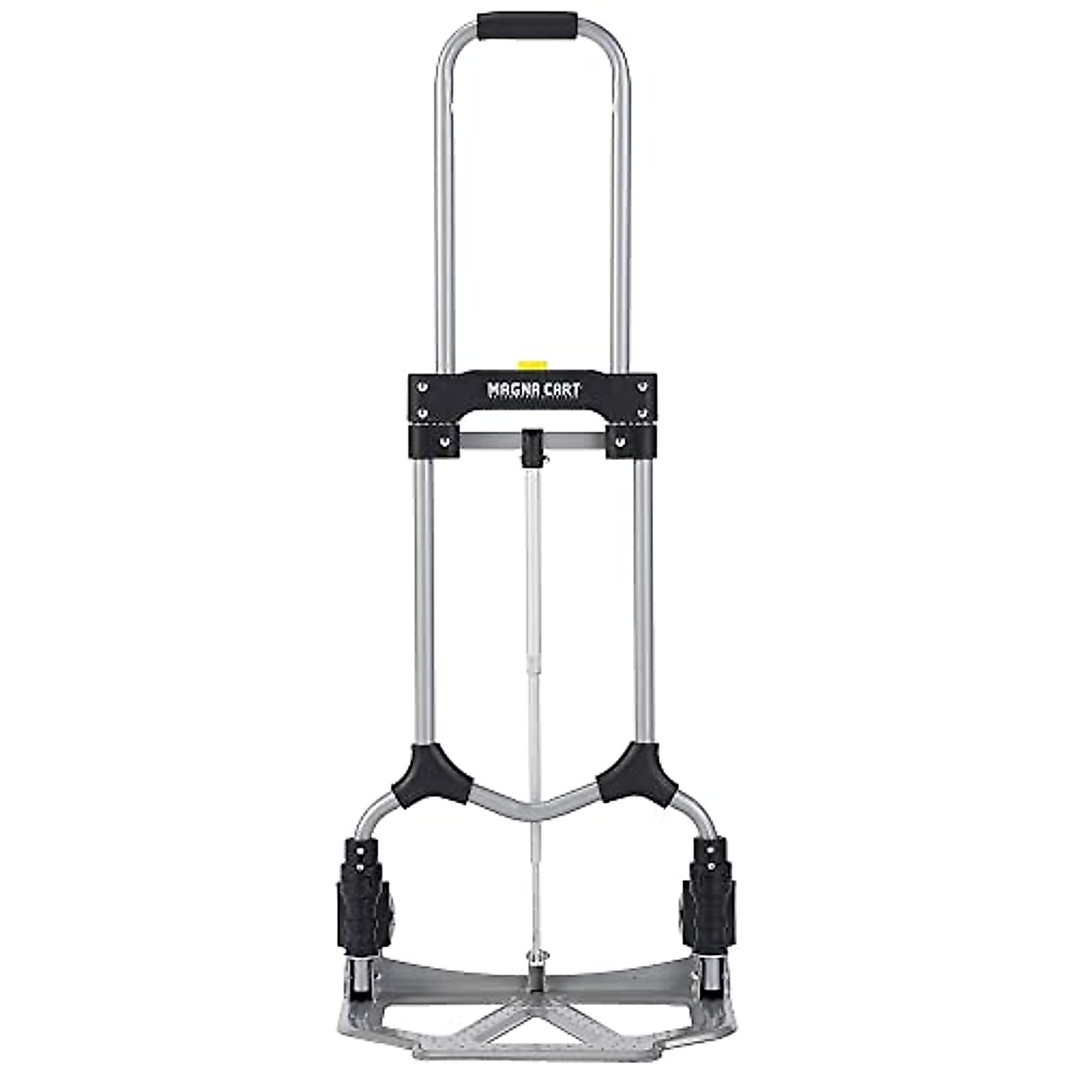 Magna Cart Ideal Slim Steel Folding Hand Truck Dolly Cart with 150-Pound Capacity, Extendable Handle, and Retractable Rubber Wheels, Silver/Black