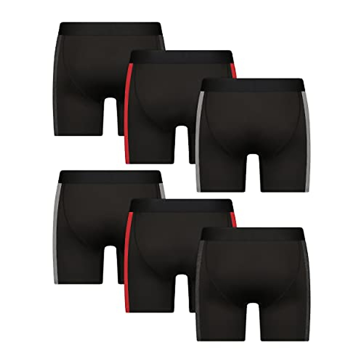 EVERLAST Mens Boxer Briefs, Perfect Boxer Brief for Men Pack of 6 Active Performance Mens Underwear (Small, Red/Charcoal Heather/Light Grey)