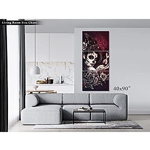 DAY OF THE DEAD GIRL CANVAS ART PRINT - Sugarskull Girl Painting Artwork with Crow, Roses, Timer Tattoo style Wall Art Gift - Sugar Skull Woman