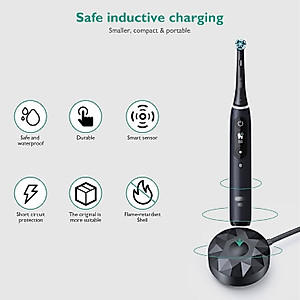 Replacement Charger Base Compatible with Braun Oral B iO Series 7 8 9 Electric Toothbrush, Magnetic Travel Charging Base for Oral-B iO Series 7 Series 8 Series 9 Replacement 3768 Adapter Cord Black