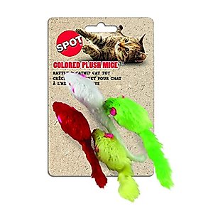 Ethical Colored Plush Mice with Catnip Cat Toy, 4-Pack