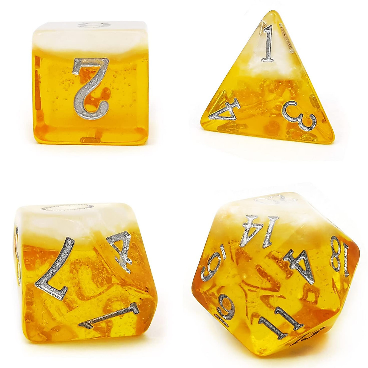 Bescon Beer Dice Set, Novelty 7pcs BeerDice Polyhedral D&D DND Dice Set of 7pcs; Lager Set
