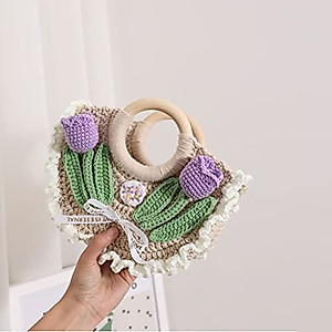 XBWEI Half Round Tulip Bag DIY Hand Knitting Bag Wool Crochet Knitting Bag