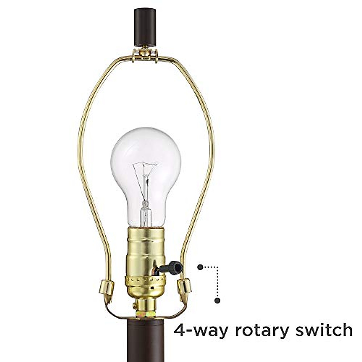 Franklin Iron Works Elias Industrial Rustic Farmhouse Floor Lamp Standing 651/2" Tall Oil Rubbed Bronze with LED Nightlight Off White Oatmeal Fabric Drum Shade for Living Room Reading Bedroom