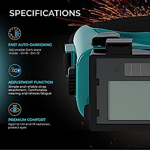 SPARGOS Welding Goggles Glasses Auto Darkening Solar Welders Helmet Eyes Gas Torch Cutting Flip Up Lens Eye Protection