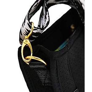 Pinafore Black Crossbody Neoprene Messenger Bag for Women - Multipurpose Fashion Handbag with Adjustable Shoulder Guitar Strap - Perfect Travel Purse for Women - Durable and Machine Washable