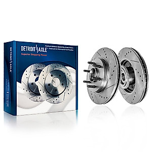 Detroit Axle - 2WD 6 Lugs Front Brake Kit for 04-08 Ford F-150 Lincoln Mark LT 2004 2005 2006 2007 2008 Drilled and Slotted Brake Rotors Ceramic Brake Pads Replacement Brakes Kit