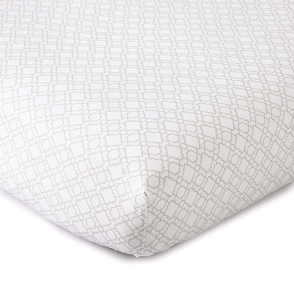 Levtex Baby Skylar Grey Trellis Fitted Sheet, White, Crib Fitted Sheet