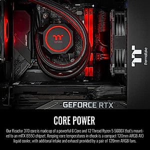 Thermaltake Reactor 370 Liquid-Cooled PC (AMD Ryzen 5 5600X, RTX 3070, 16GB RGB 3600Mhz DDR4 ToughRAM RGB Memory, 1TB Gen4 NVMe M.2, WiFi, Win 10 Home) Gaming Desktop Computer TW1B-B550-R37-LCS