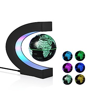 Yegvea Fashionable geographic globe, magnetic floating, auto-rotating and rotating 3.5" color globe, can be used for desk and office decoration
