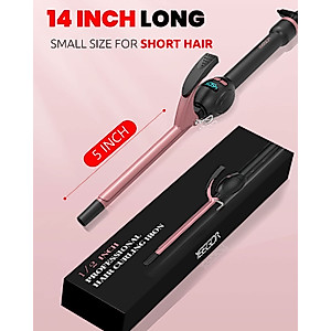 YEEGOR 1/2 Inch Curling Iron for Short Hair, 1/2 Inch Small Short Hair Curling Iron Ceramic Tourmaline Barrel Curling Wand with LCD Display Include Heat Resistant Glove