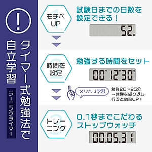 dretec Study Timer, Time Up 2, Silencing, Exam, Qualification, Cooking, Skeleton Black