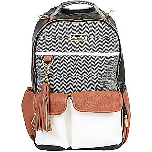 Itzy Ritzy Diaper Bag - Large Capacity Boss Backpack Diaper Bag Featuring Bottle Pockets, Changing Pad, Stroller Clips & Comfortable Straps, Coffee And Cream