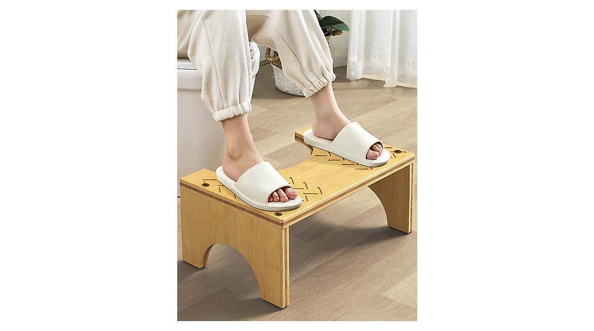 Easoger Bamboo Toilet Stool - Foldable Bathroom Step for Better Defecation