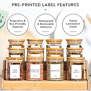 Laramaid 6oz 12Packs Glass Jars Set, Cylinder Spice Jars with Bamboo Lids and Customized Labels, Food Storage Container Canisters for Home Kitchen, Spice, Herbs, Seasoning, Seed, Tea, Sugar, Salt